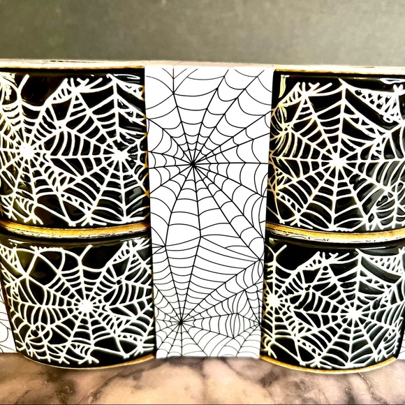 the bakeshop | Holiday | 4 Ceramic Halloween Black White Spider Webs ...